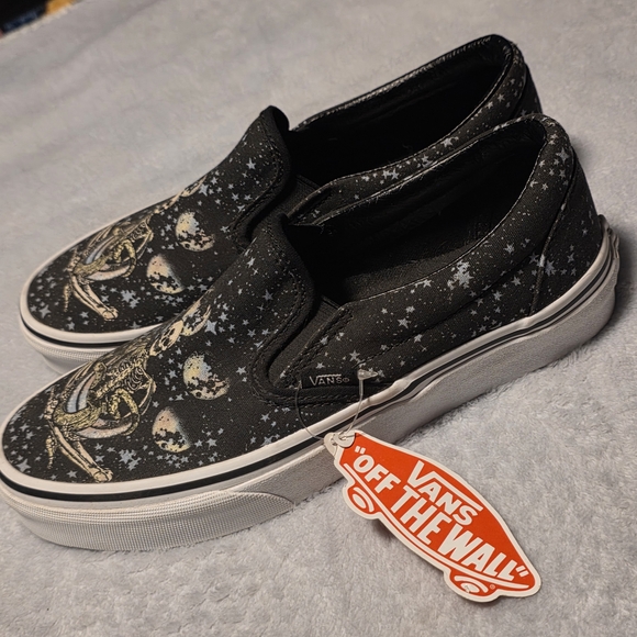 Vans | Shoes | Vans Black Slipon Sneakers With Skeleton Design | Poshmark
